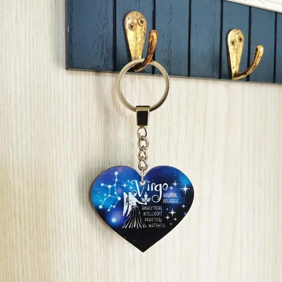 Accessories | New Zodiac Universe Blue Heart Virgo Keychain | Poshmark